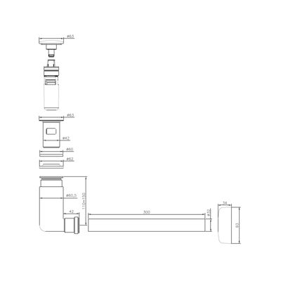 Siphon 110 x 250 x 65 mm VILEROY ET BOCH pour vasques et lavabos Easy ...