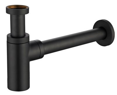 Siphon de lavabo laiton Rousseau noir mat Ø70mm x L.300mm