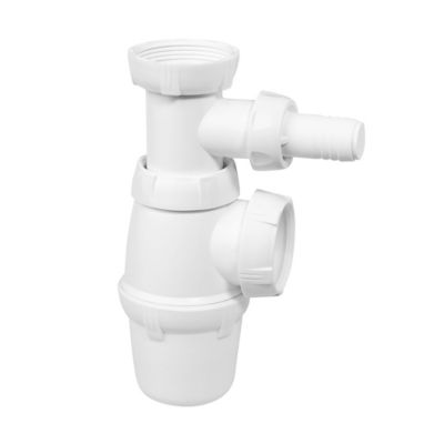 Siphon réglable blanc 40mm avec raccord pour lave-vaisselle ou machine ...