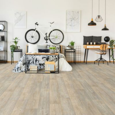 Sol Lino - Imitation parquet bois blanc vieilli - Rouleau de 2m x 12m