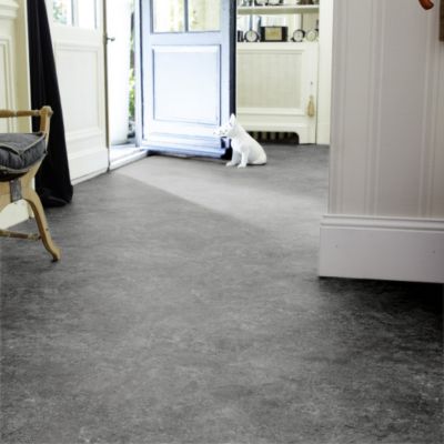Sol PVC Motif Granit Noir Argenté - Rouleau de 3m x 4m