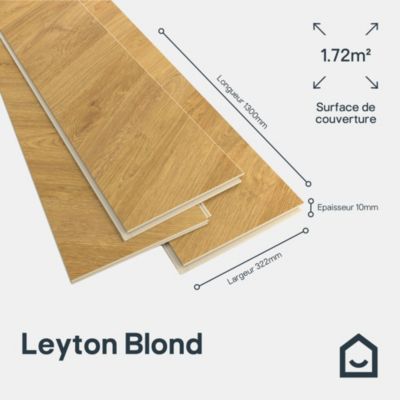 Sol stratifié Leyton GoodHome, passage intense AC5, effet chêne blond ...