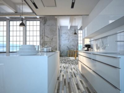 Sol vinyle rouleau Primetex Fisherman ocean effet bois grisé L.4m Gerflor