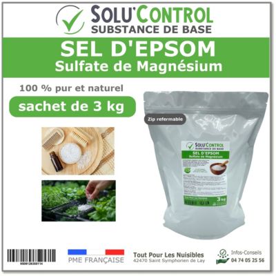 SOLU'CONTROL - Sel d'Epsom 3 kg - Sulfate de Magnésium Pur - Soin du ...