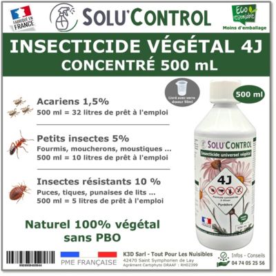 SoluControl Insecticide Vegetal 4J 500 mL Actifs vegetaux pyrethrines ...