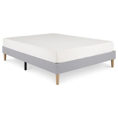 Sommier tapissier VANNES 120 x 190 cm revêtement tissu - Gris