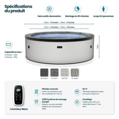 Spa Tahoe 4 places Wave Spa rond silex semi-rigide