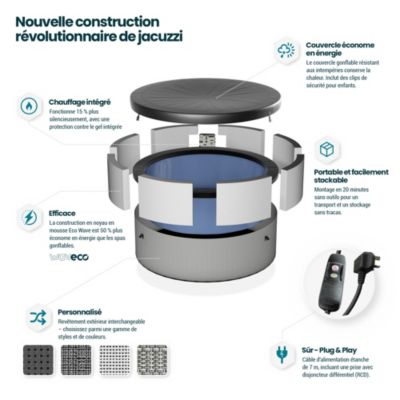 Spa Tahoe 6 places Wave Spa rond noir semi-rigide