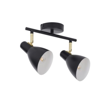 Spot mural Marcel 2 lumières IP20 E14 15W H.14 x L.31 x P.20 cm métal ...