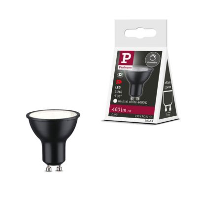 Standard 230 V Réflecteur LED GU10 460lm 7W 4000K gradable Noir mat