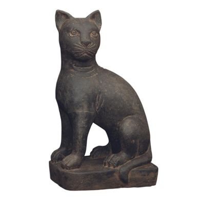 Statue jardin chat assis 45 cm - Gris anthracite 45 cm