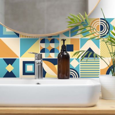 Stickers carrelage carreaux de ciment design 15x15cm - Kit de 24 | Castorama