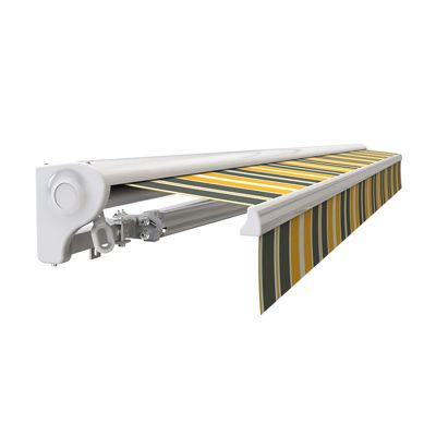 Store banne motorisé et manuel 4 x 3 m Demi coffre pour terrasse - Gris ...