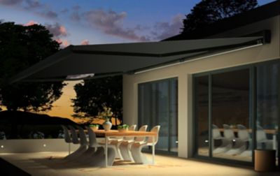 Store de terrasse motorisé Atlas coffre gris / toile T128 gris 6 x 4m ...