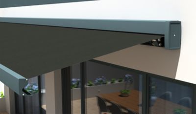 Store de terrasse motorisé Atlas coffre gris / toile T128 gris 5 x 4m ...