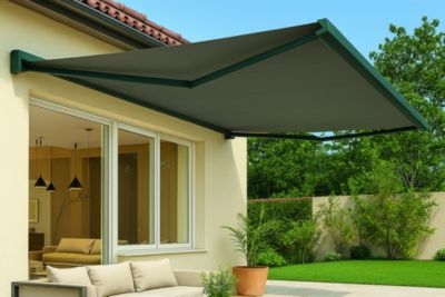 Store de terrasse motorisé Kobe coffre gris 4 x 3 m, avec LED