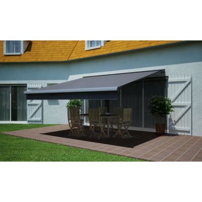Store de terrasse semi-coffre motorisé Blooma cendre 4 x 3 m | Castorama
