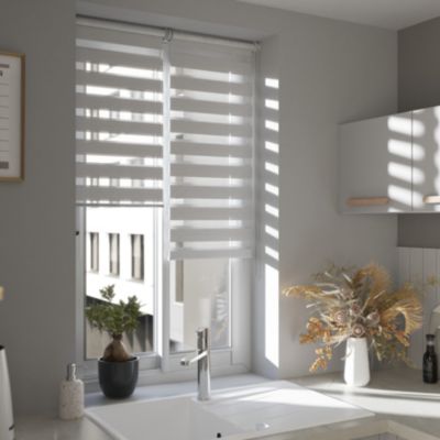 Store enrouleur jour/nuit Elin pose facile blanc cassé L.140 x l.40cm GoodHome