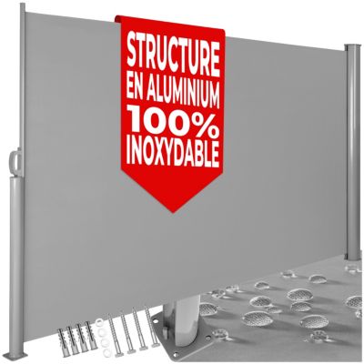 Store latéral Brise-vue 200 x 300 cm en Aluminium gris
