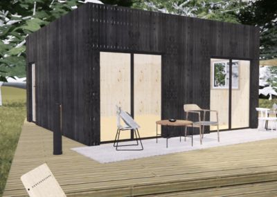Studio de jardin 4 saisons en bois 5,5 x 5,7 x 3,2 m / isolation RE2020 ...