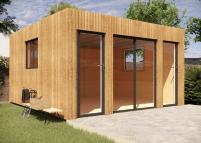 Studio de jardin Airbnb en bois 4,4 x 4,6 x 2,7 m / menuiseries alu k-line