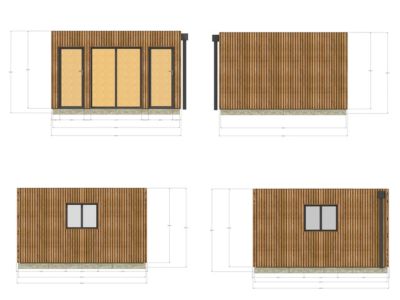 Studio de jardin Airbnb en bois 4,4 x 4,6 x 2,7 m / menuiseries alu k-line
