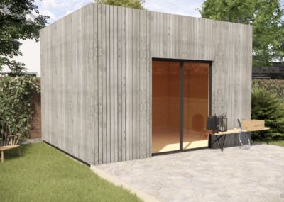 Studio de jardin RE2020 en bois 4,4 x 3,5 x 3,2 m / isolation RE2020 ...