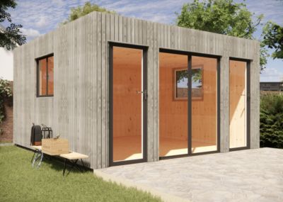 Studio de jardin RE2020 en bois 4,4 x 4,6 x 2,7 m / isolation RE2020 ...