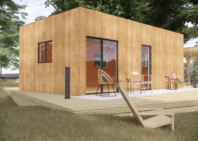 Studio de jardin RE2020 en bois 7,7 x 4,6 x 3,2 m / isolation RE2020