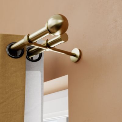 Support double tringle à rideau à percer Elasa métal doré Ø19mm GoodHome