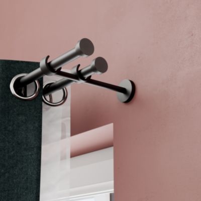 Support double tringle à rideau à percer Tinos métal gris Ø19mm ...