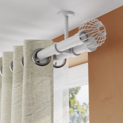 Support double tringle à rideau fixation plafond Anafi métal blanc Ø19 ...