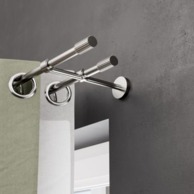 Support double tringle à rideau fixation plafond Athens métal gris chromé Ø16mm GoodHome | Castorama