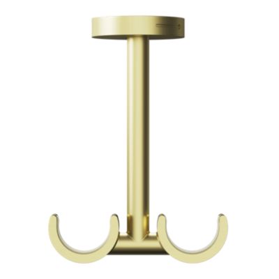 Support double tringle à rideau fixation plafond Elasa métal doré Ø19mm ...
