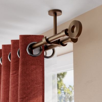Support double tringle à rideau fixation plafond Kozani métal marron Ø19mm GoodHome
