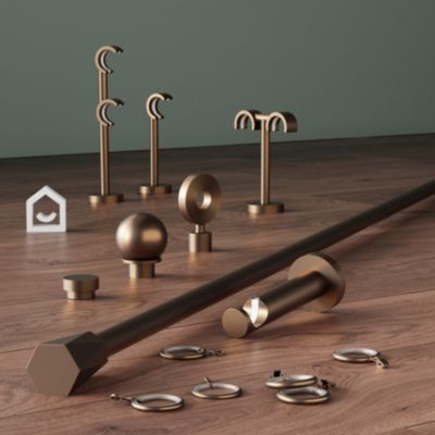 Support double tringle à rideau fixation plafond Kozani métal marron ...