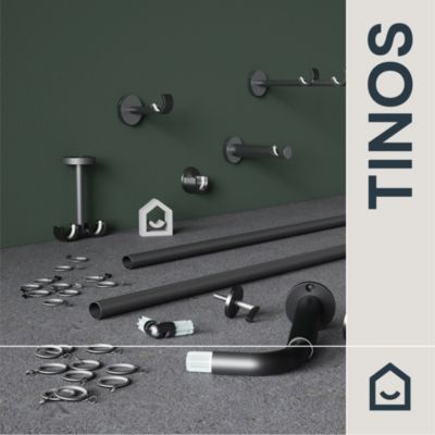 Support double tringle à rideau fixation plafond Tinos métal gris Ø19mm ...