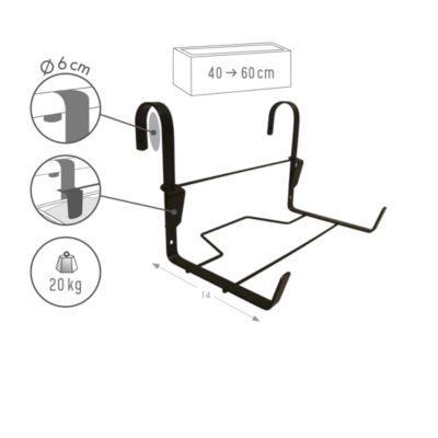 Support jardinière à crochet plat anthracite en acier 14 x 35 cm Louis ...