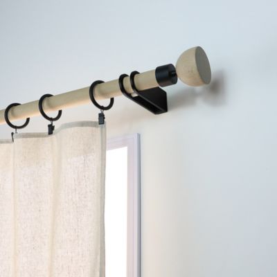 Support tige ouvert tringle à rideau Easy fix métal noir Ø20/28mm L.100mm Mobois