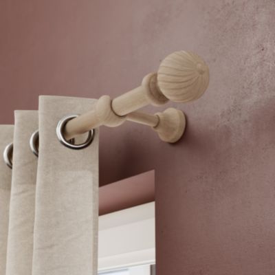 Support tringle à rideau à percer Volos bois de frêne beige Ø28mm ...