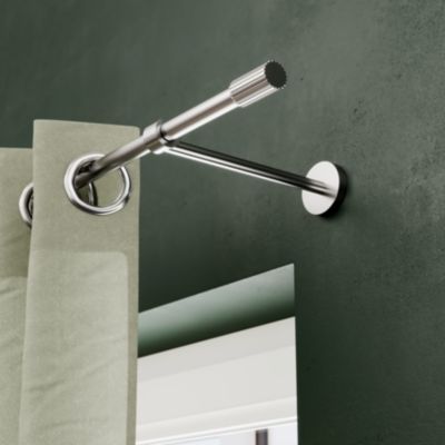 Support tringle à rideau long à percer Athens métal gris chromé Ø16mm ...