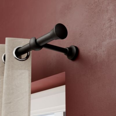Support tringle à rideau long à percer Lamia bois de hêtre noir Ø28mm ...