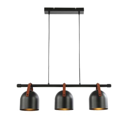 Suspension 3 lampes Hayott noir E27 15W IP20 L.75 x H.120 cm