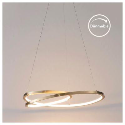 Suspension circulaire dorée triple boucle LED dimmable - Narella