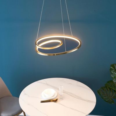 Suspension circulaire dorée triple boucle LED dimmable - Narella