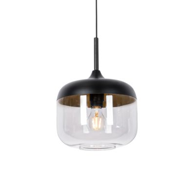 Suspension design noire avec verre doré et fumé - Kyan
