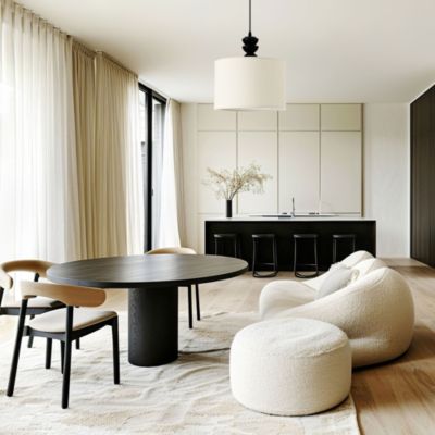Suspension en céramique et lin E27 40W noir et beige Ø30cm Seynave, Kamil