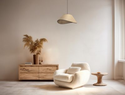 Suspension en métal et sisal E27 40W noir et beige Ø40cm Seynave, Miopalmo