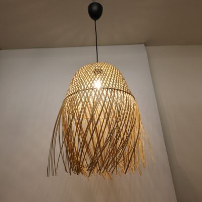Suspension en Rotin MIKA 39cm - Design Artisanal avec Franges, E27