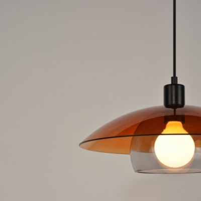 Suspension en verre double E27 15W ambré Ø38 x H.29cm, Corep Jolly